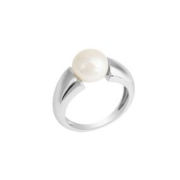 ZEEme Pearls Ring Silber 925 rhodiniert mit einer wei&szlig;en Perle 10-10,5mm
