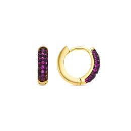 Luxenter Ohrringe mit 9 mm Durchmesser, 18 Karat Gelbgold-Finish und Zirkonia-Rubin &ndash; Lesrat