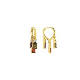 Luxenter Ohrringe mit mehrfarbigen Zirkonia-Steinen, 18 Karat Gelbgold-Finish &ndash; Lanik