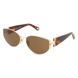 Chlo&eacute; Chlo&eacute; CH0260S | Unisex-Sonnenbrille | Fassung: Vollrand, Oval, Metall, Gold | Glasfarbe: Braun