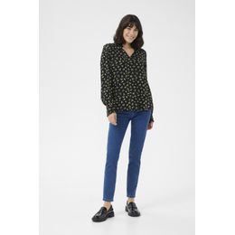 Kaffe Langarm-Bluse Regular fit Black/Green Lettuce Ditzy black green