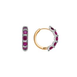Luxenter Ohrringe mit rubinrotem Zirkonia, 18 Karat Gelbgold-Finish &ndash; Yrat