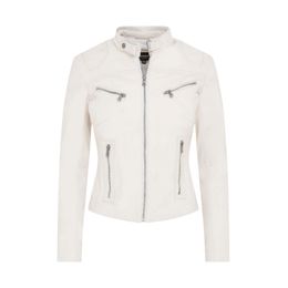 Wei&szlig;e Slim-Fit-Bikerjacke aus Leder f&uuml;r Damen &ndash; Maldon