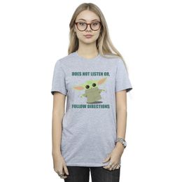 Star Wars - "The Mandalorian Does Not Listen" T-Shirt f&uuml;r Damen (Grau)