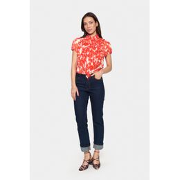 Saint Tropez Langarmshirt Regul&auml;re Passform Poinciana Wasserbl&uuml;ten orange