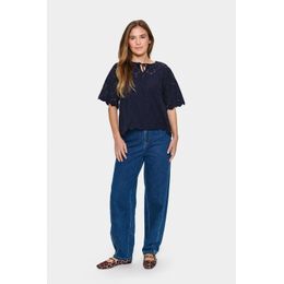 Saint Tropez Kurzarm-Bluse Lockere Passform Baritone Blue dark blue