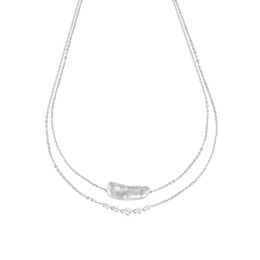 Luxenter Halskette aus 925er Sterlingsilber mit wei&szlig;er Perle, rhodiniert &ndash; Danysda