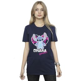Disney - "Ohana Forever" T-Shirt f&uuml;r Damen (Marineblau)