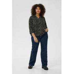 Kaffe Langarm-Bluse Loose fit Black/Green Lettuce Ditzy black green
