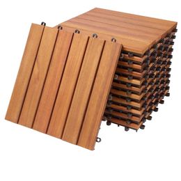 Casaria Holzfliese Eukalyptusholz 11er-Set 30x30cm
