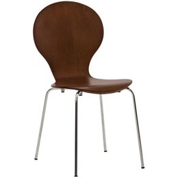 CLP Stapelstuhl Diego I Komfortabler Esszimmerstuhl I Metallgestell, Holzsitz I Ergonomisches Design I Platzsparend In Esszimmer Und K&uuml;che