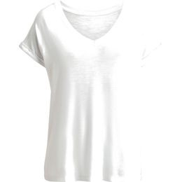 Beach Time Damen V-Shirt koralle + wei&szlig;, Gr&ouml;&szlig;e 36/38