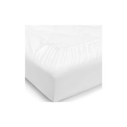 Letti Moderni Bettlaken mit Gummizug 200x200 Wei&szlig; aus Baumwollsatin &ndash; 100 % Baumwolle, mercerisiert, gl&auml;nzend & atmungsaktiv