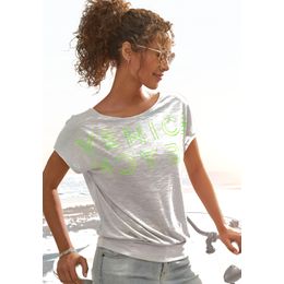 Venice Beach Damen Rundhalsshirt grau-limone, Gr&ouml;&szlig;e 44/46