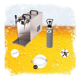 ich-zapfe Untertheken Komplett Set - Zapfanlage, Bierzapfanlage STREAM 50 Bierkoffer, Durchlaufk&uuml;hler 2-leitig Trockenk&uuml;hler, bis zu 55 Liter/h - BLACK EDITION, Zapfkopf:Flach,Zapfkopf 2:5 Liter Adapter