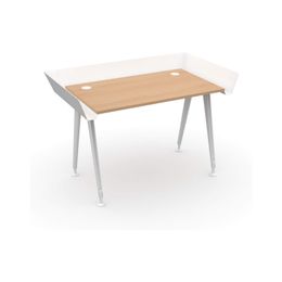 Letti Moderni Schreibtisch Tern 100x72 cm &ndash; Wei&szlig; mit Buche Dekor