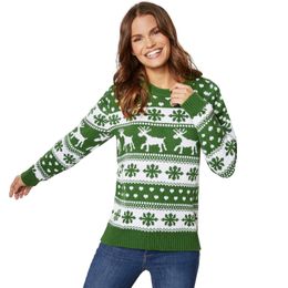 TecTake&reg; Weihnachtspullover Winterzauber gr&uuml;n-wei&szlig; f&uuml;r Frauen