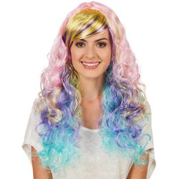 TecTake&reg; Frauenper&uuml;cke Locken Ombr&eacute; Pastell