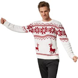 TecTake&reg; Weihnachtspullover Winterland wei&szlig;-rot