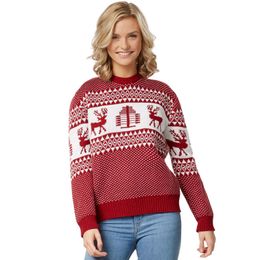 TecTake&reg; Weihnachtspullover Winterwunderland rot-wei&szlig; f&uuml;r Frauen