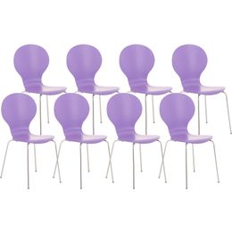 CLP 8 x Stapelstuhl Diego I Ergonomischer Konferenzstuhl Mit Holzsitz Und Metallgestell I Stapelbarer Stuhl Mit Pflegeleichter Sitzfl&auml;che