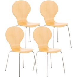 CLP 4x Stapelstuhl DIEGO l Ergonomisch geformter Konferenzstuhl mit Holzsitz und Metallgestell I Stapelbarer Stuhl mit pflegeleichter Sitzfl&auml;che