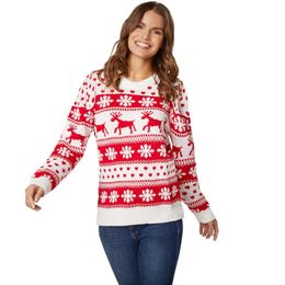 TecTake&reg; Weihnachtspullover Winterzauber wei&szlig;-rot f&uuml;r Frauen