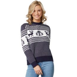 TecTake&reg; Weihnachtspullover Winterwunderland blau-wei&szlig; f&uuml;r Frauen