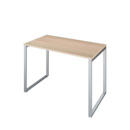Letti Moderni Schreibtisch Fulda 110x60 cm &ndash; Eiche Wei&szlig; mit Metallic Gestell