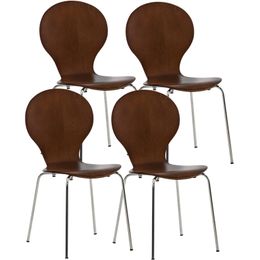 CLP 4x Stapelstuhl DIEGO l Ergonomisch geformter Konferenzstuhl mit Holzsitz und Metallgestell I Stapelbarer Stuhl mit pflegeleichter Sitzfl&auml;che