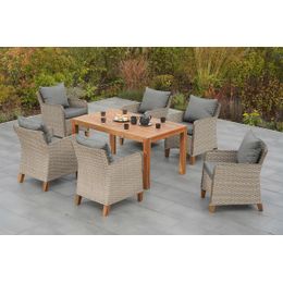 Garten-Essgruppe Merxx "Avellino", beige (steinbeige), Aluminium, Kunststoff, Massivholz, Sitzm&ouml;bel-Sets, inkl. Auflagen