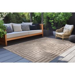 Teppich Kayoom "Nibru 825", beige (taupe), B:60cm H:5mm L:110cm, Polypropylen, Teppiche, Teppich, Flachgewebe, In- und Outdoor geeignet, schnell trocknend, kariert