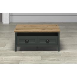 Couchtisch Home Affaire "Vienna", tannengr&uuml;n, eiche, tannengr&uuml;n, eiche, B:101cm H:60cm T:60cm, Tische, Couchtisch, Sofatisch mit 2 Schubladen und Ablagefl&auml;che - (B/T/H) 101/60/45 cm