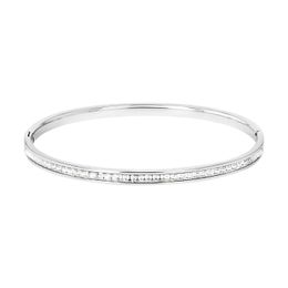 Armreif Tom Tailor, silber (edelstahlfarben, kristallwei&szlig;, kristallwei&szlig;), Armb&auml;nder, Damen, Edelstahl, Armreif, mit Kristallglas