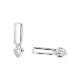 Paar Creolen Tom Tailor "Herz-Motiv", silberfarben, wei&szlig;, wei&szlig;, Ohrringe, Damen, Silber 925 (Sterlingsilber), mit Zirkonia (synth.)