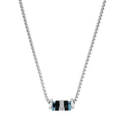 Kette mit Anh&auml;nger Tom Tailor, silber (edelstahlfarben, schwarz, blau), Halsketten, Herren, Edelstahl, L: 55 B: 2,9mm, B:2,9mm