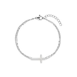 Armband s.Oliver "Modern Cross, Kreuz-Optik", edelstahlfarben, Armb&auml;nder, Damen, 21cm, Edelstahl, Armband