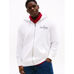 Tommy Hilfiger Big & Tall Kapuzensweatjacke "BT-HILFIGER STACKED HOODED ZIP-B", Herren, Gr. 4XL, wei&szlig;, Sweatware, Obermaterial: 100% Baumwolle, TOMMY HILFIGER BIG & TALL, unifarben, regular fit normal, Rundhals, eingesetzt Rippb&uuml;ndchen, Sweatjacken, Gro&szlig;e Gr&ouml;&szlig;en