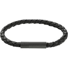 Armband Calvin Klein "VELOCITY", schwarz, Armb&auml;nder, Herren, 19,5cm, Edelstahl Leder, Edelstahl, Leder, Armband