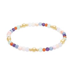 Armband s.Oliver "Colorful Beads", gelbgoldfarben, goldfarben, wei&szlig;, creme, hellblau, lila, orange, hellgr&uuml;n, goldfarben, wei&szlig;, creme, hellblau, lila, orange, hellgr&uuml;n, Armb&auml;nder, Damen, 18cm, Edelstahl, Armband, mit Quarz, Aquamarin, Lapislazuli-Imitat, Amethyst, Agate, Aventurin