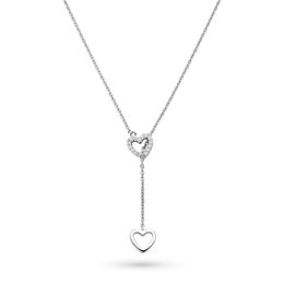 Y-Kette s.Oliver "Open Heart, Herz", silberfarben, kristallwei&szlig;, Halsketten, Damen, Silber 925 (Sterlingsilber), L: 45 B: 1,5mm, mit Zirkonia (synth.), B:1,5mm