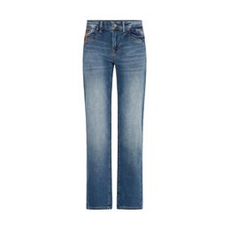 Regular-fit-Jeans Pulz Jeans "Jeans PZKAROLINA", Damen, Gr. 29, L&auml;nge 30, blau (medium blau denim), Obermaterial: 91% Baumwolle CO. 7% Elastomultiester ELE. 2% Elasthan EL., Jeans