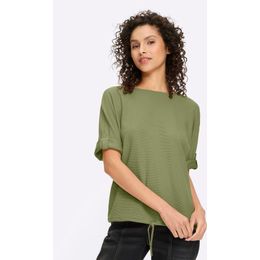 T-Shirt Heine "Shirt", Damen, Gr. 48, schilf, 50% Baumwolle, 50% Polyester, unifarben, Rundhals, Shirts T-Shirt