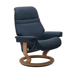 Relaxsessel stressless "Sunrise", blau (oxford blau paloma), B:79cm H:103cm T:73cm, Leder BATICK: BATICK ist ein leicht korrigiertes, durchgef&auml;rbtes und genarbtes M&ouml;belleder, bei dem die meisten Unebenheiten und Spuren in der Regel entfernt wurden.;Leder PALOMA: PALOMA ist ein durchgef&auml;rbtes Semianilin-M&ouml;belleder mit nat&uuml;rlicher Narbung.;ROHLEDER Stoff Q2 FARON: Ein fester zuverl&auml;ssiger Boucl&eacute; mit