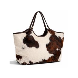 Allg&auml;u Rebell Schultertasche ALLG&Auml;U REBELL "Muuh", Damen, Gr. B/H/T: 50cm x 33cm x 10cm onesize, braun, Leder, Taschen Schultertasche, aus echtem Leder, Made in Italy