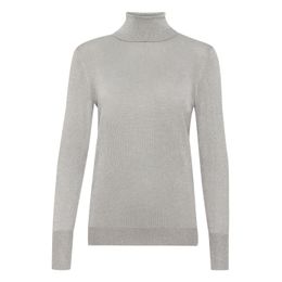 Strickpullover Kaffe "Strickpullover KAregina", Damen, Gr. L, silber (grau silber metallic), Obermaterial: 70% Viskose CV. 20% Nylon NY. 10% Polyester PES., Pullover Strickpullover
