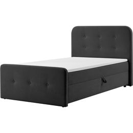 Boxbett Home Affaire "Amrum inkl. Bettkasten, Liegefl&auml;che 120 und 180x200cm", schwarz (anthrazit), B:131cm L:217cm, Komplettbetten, inkl. Topper, erh&auml;ltlich in verschiedenen Farben