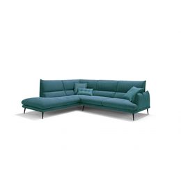 Ecksofa Egoitaliano "FUNNY, hochwertiges & aktuelles Design, bequeme R&uuml;ckenlehne, L-Form", gr&uuml;n (blaugr&uuml;n), B:265cm H:90cm T:225cm, 48% Polyester, 40% Baumwolle, 12% Viskose, Sofas, Ecksofa, toller Sitzkomfort, hochwertiger Strukturmix-Bezug, Breite 265cm