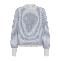 Strickpullover Kaffe "Strickpullover KAellery", Damen, Gr. XL, grau (light graum, windward structure), Obermaterial: 38% Polyacryl PAN. 35% Polyester PES. 18% Nylon NY. 6% Wolle mw. 3% Elasthan EL., Pullover Strickpullover