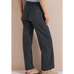 Stoffhose Cecil, Damen, Gr. L (42), L&auml;nge 30, palm breeze gr&uuml;n, Web, Obermaterial: 71% Baumwolle, 25% Polyamid, 4% Elasthan, unifarben, loose fit lang, Hosen Stoffhose, Elastikbund, feines Streifemuster, Loose Fit
